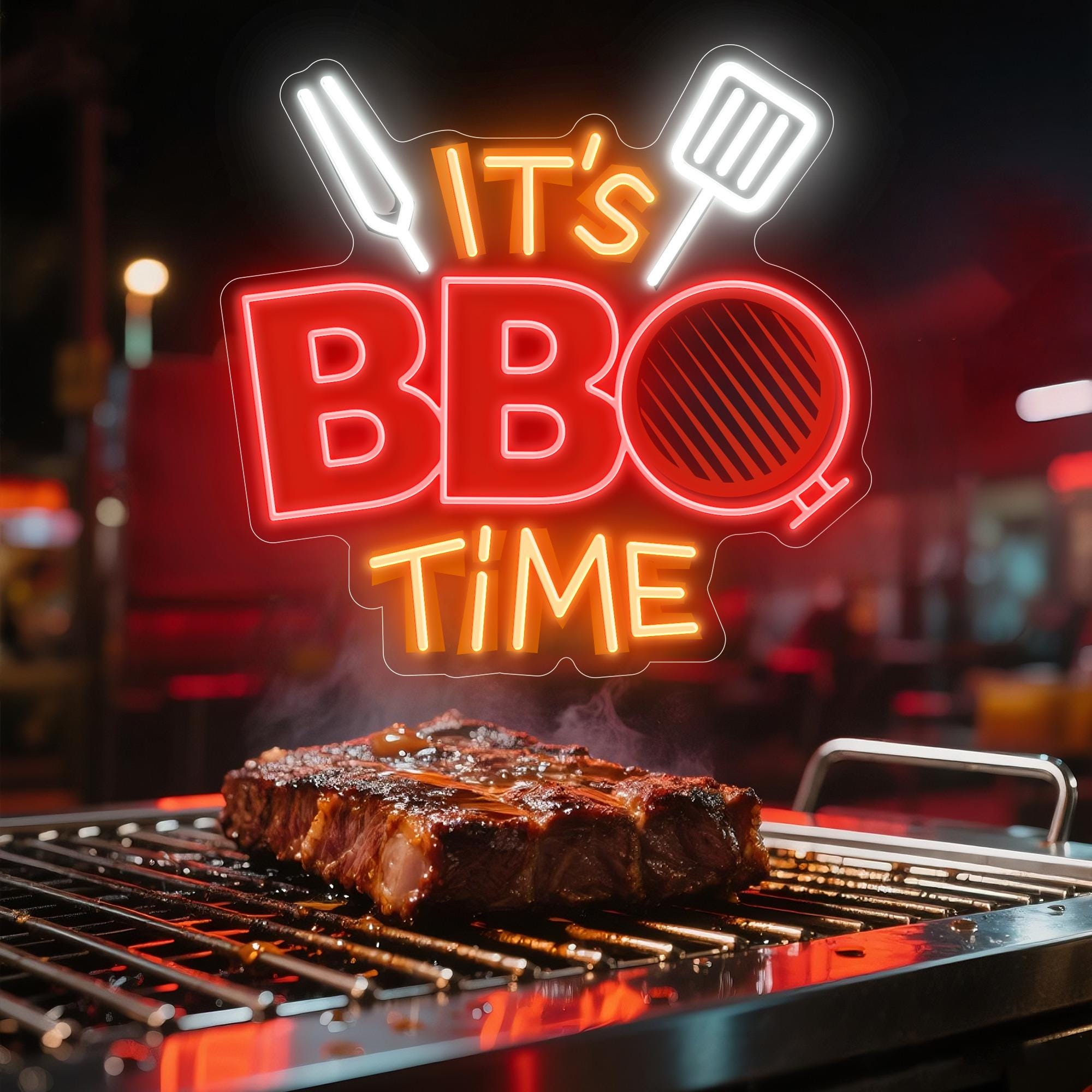 BBQ Neon Sign, Custom BBQ Logo Artwork Led Neon Sign, Barbecue Neon ...