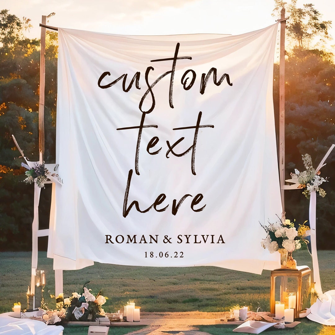 Custom Tapestry Wedding Decor, Wedding Reception Tapestry Wall Decor ...