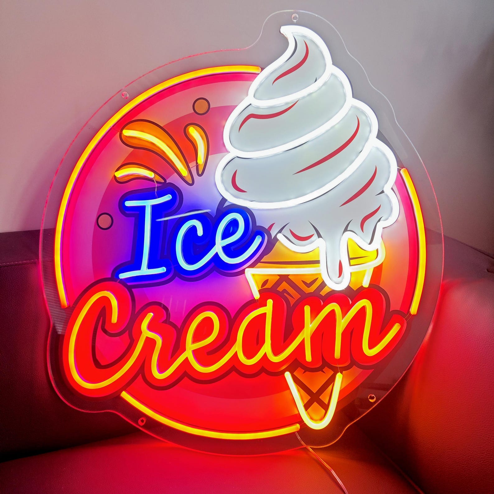 Neon Ice Cream Cone, Ice Cream Neon Sign, Ice Cream Cone Neon Sign ...