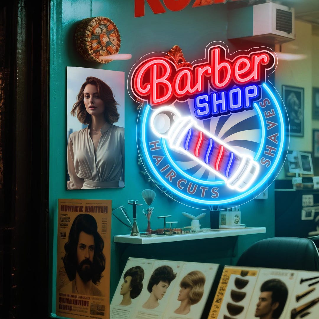 Barber Shop Neon Sign, Hair Cut Neon Sign, Barber Shop Open Neon Light ...