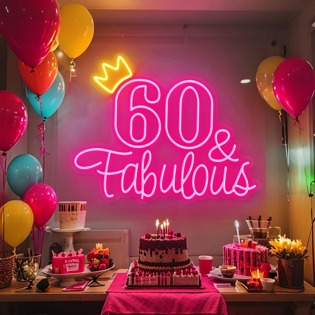 Birthday Neon Sign Custom, 60th Birthday Gifts for Women, Birthday ...