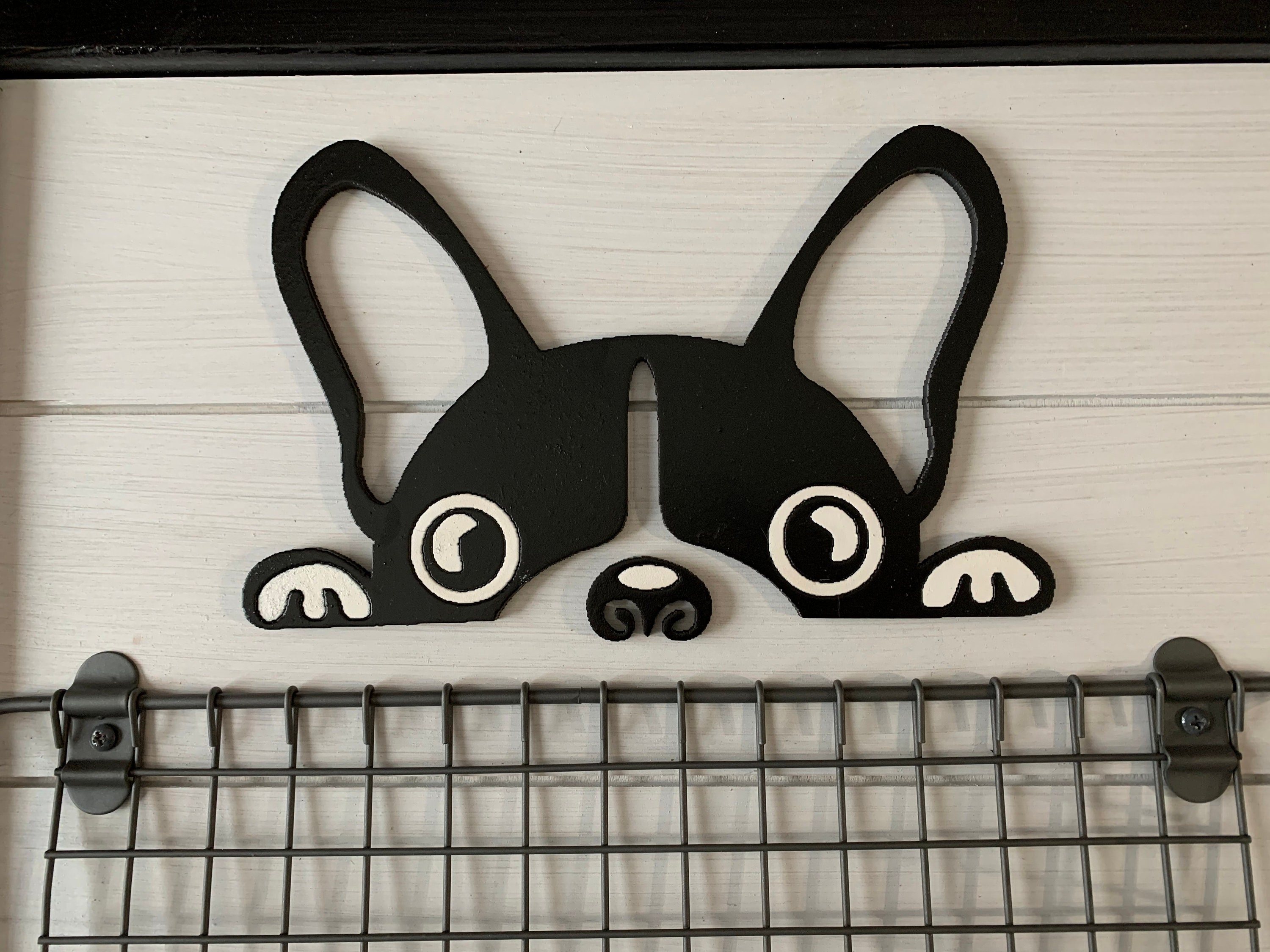 Boston Terrier Dog Leash Hook and Basket Sign Combo | Dog Organizer ...