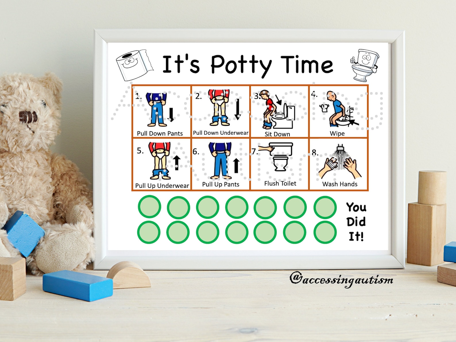 Potty Training Visual Schedule and Reward Chart, Toilet Sequence for ...