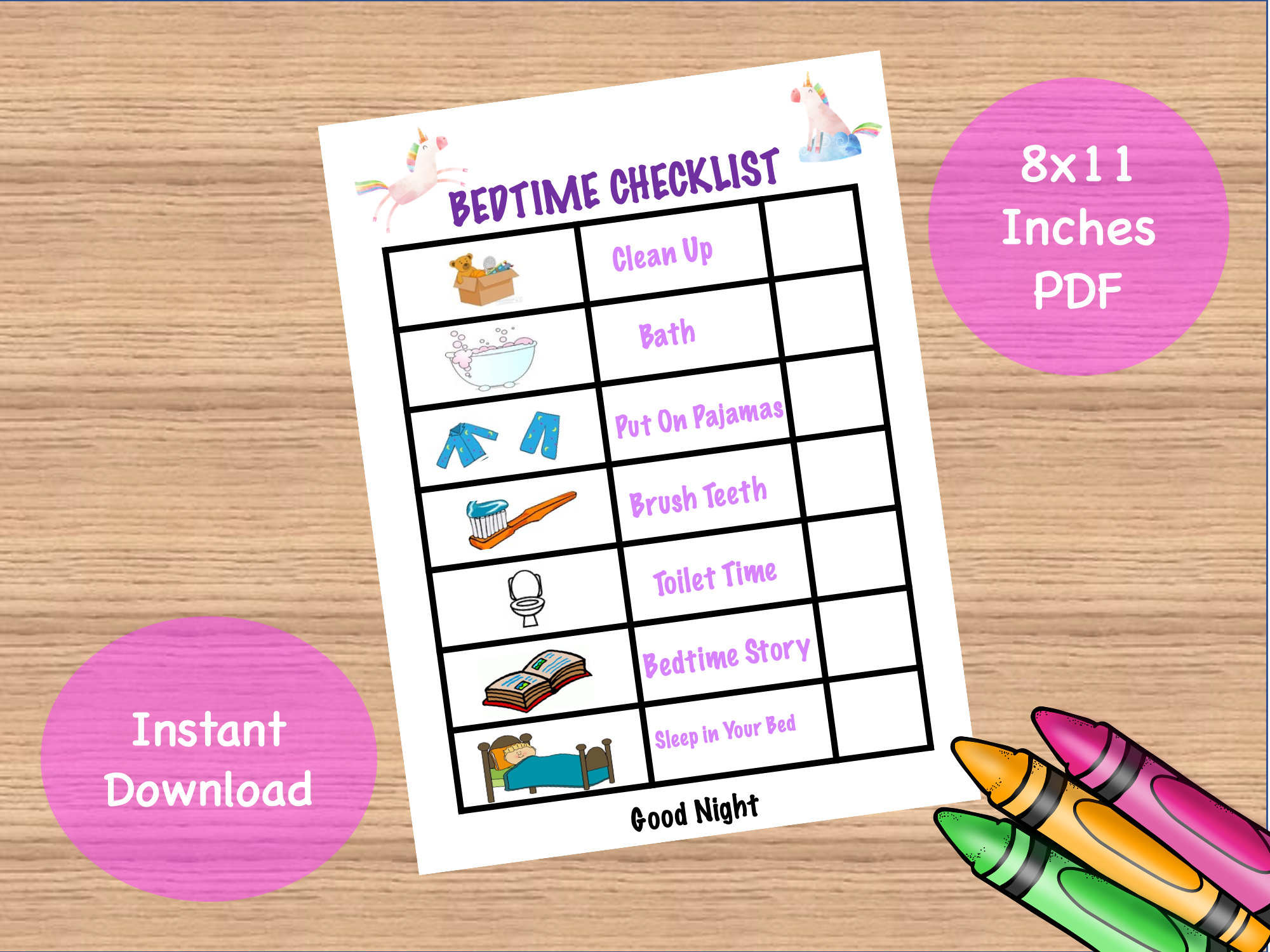 Girls Evening Routine Chart/ Bedtime Routine Chart/ Autism Chart/ Kids ...