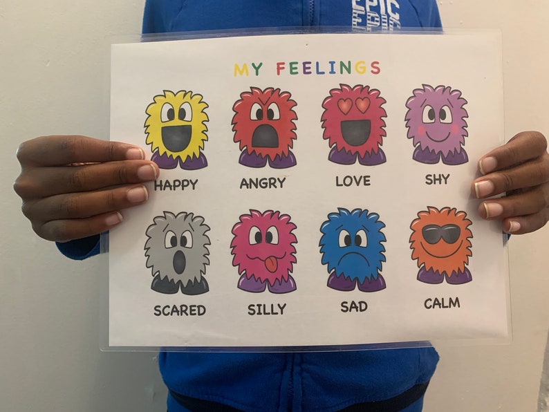 Laminated Children's Emotion's Chart, Kids Feeling Chart,autism Visual ...