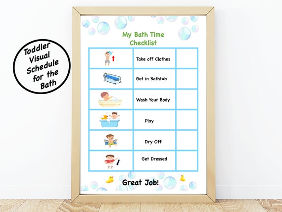 Toddler Routine Checklist for Bath Time Kids Checklist for | Etsy