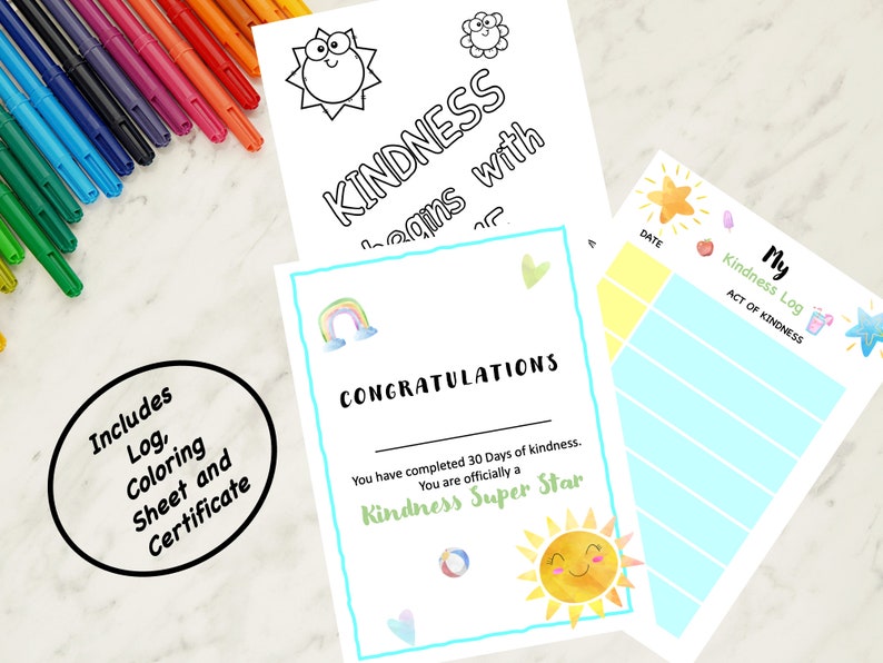 Kindness Challenge for Kids PDF, Children's Kindness Log , Kindness ...