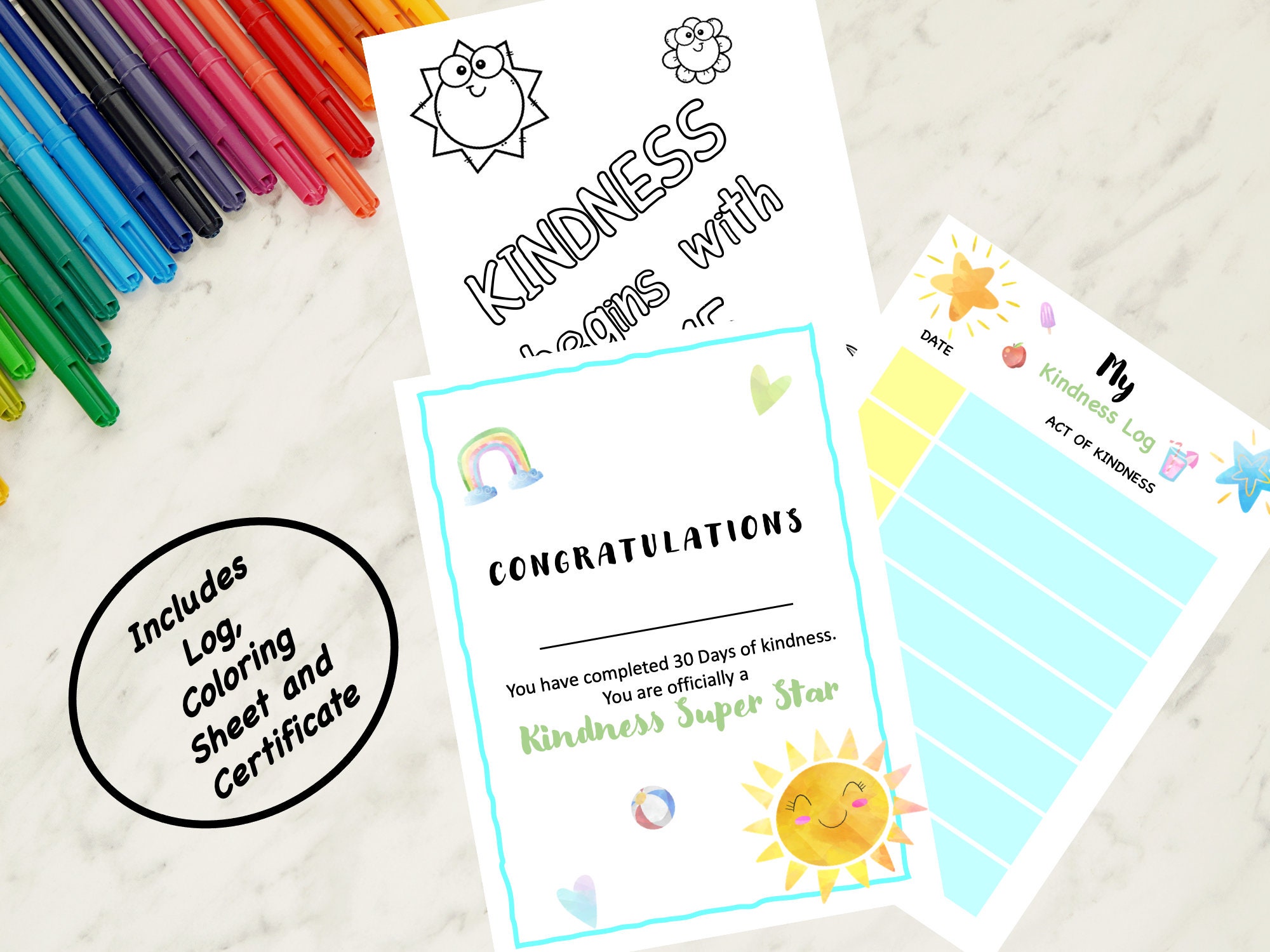 Kindness Challenge for Kids PDF, Children's Kindness Log , Kindness ...