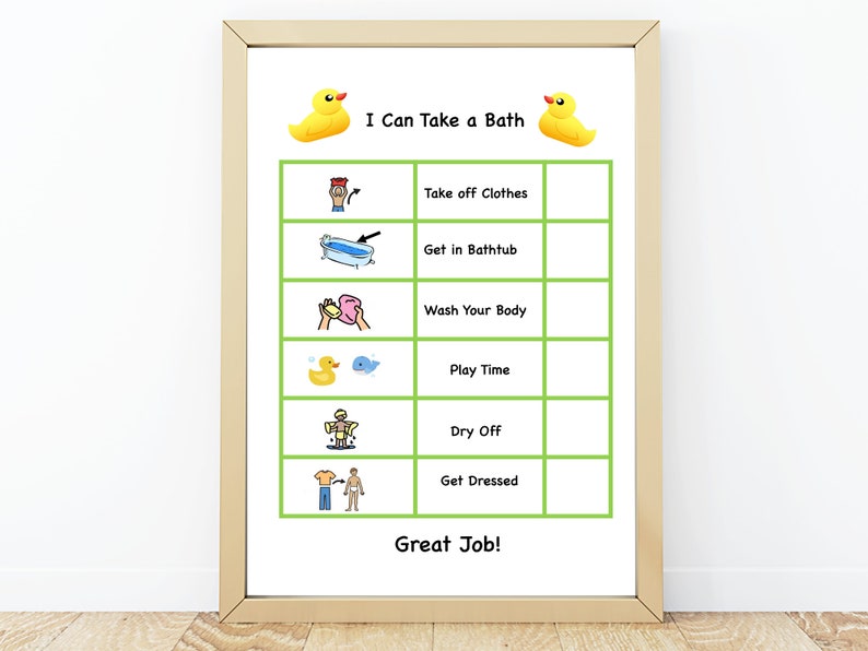Visual Schedule for Bath Time and Social Story for Taking Baths, Autism ...