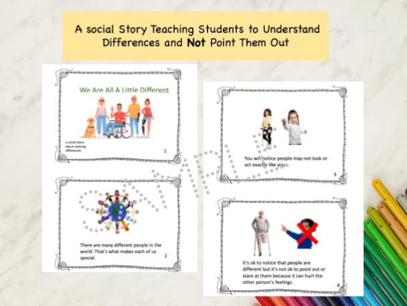 Accepting Differences Social Story: Appropriate Observations and Autism ...