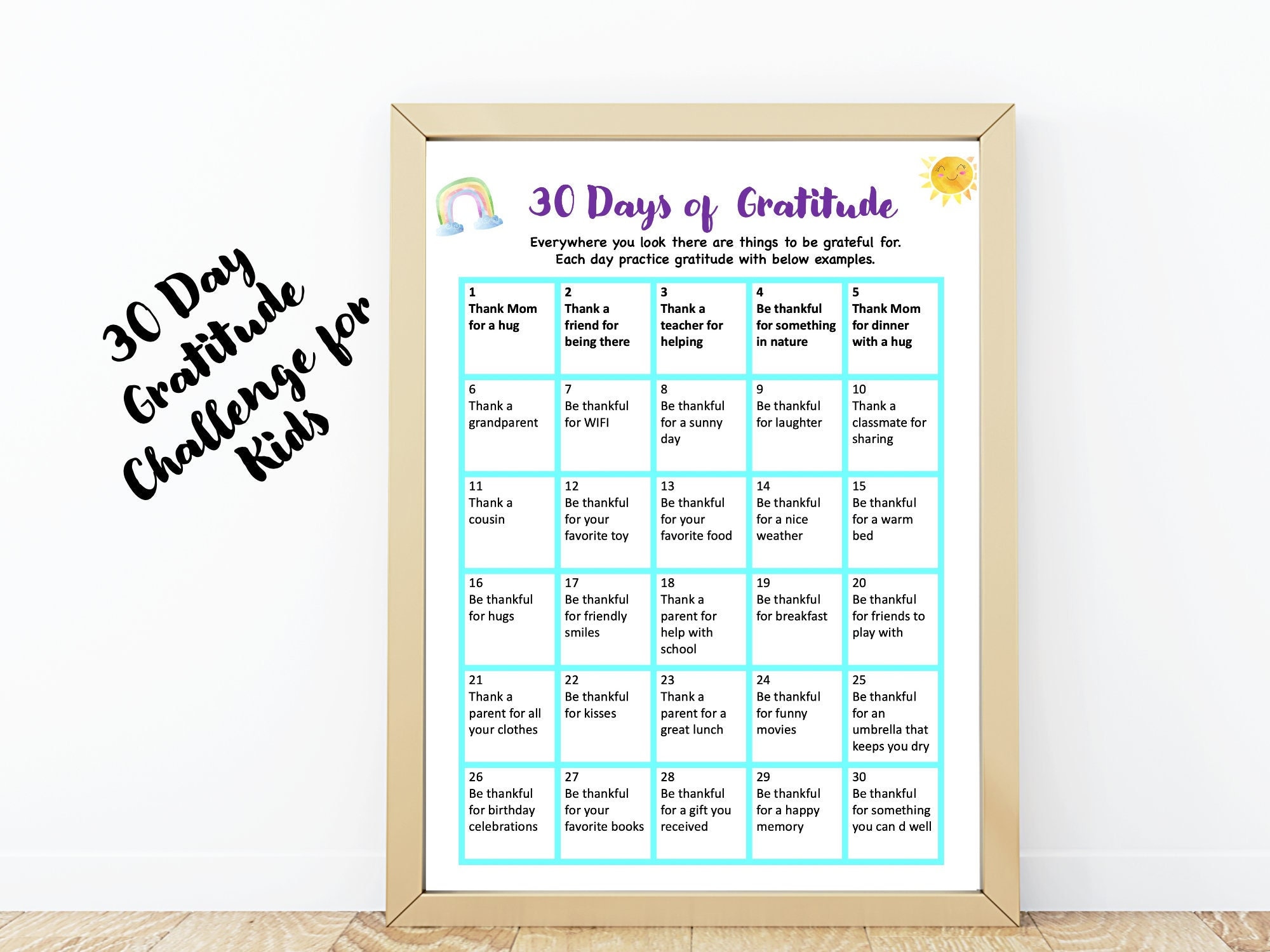 Gratitude Challenge for Kids/ Gratitude Worksheets/ Self Care Challenge ...