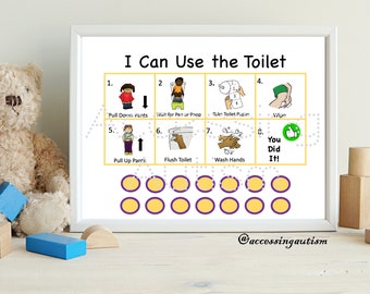 Potty Training Visual Schedule and Reward Chart, Toilet Sequence for ...
