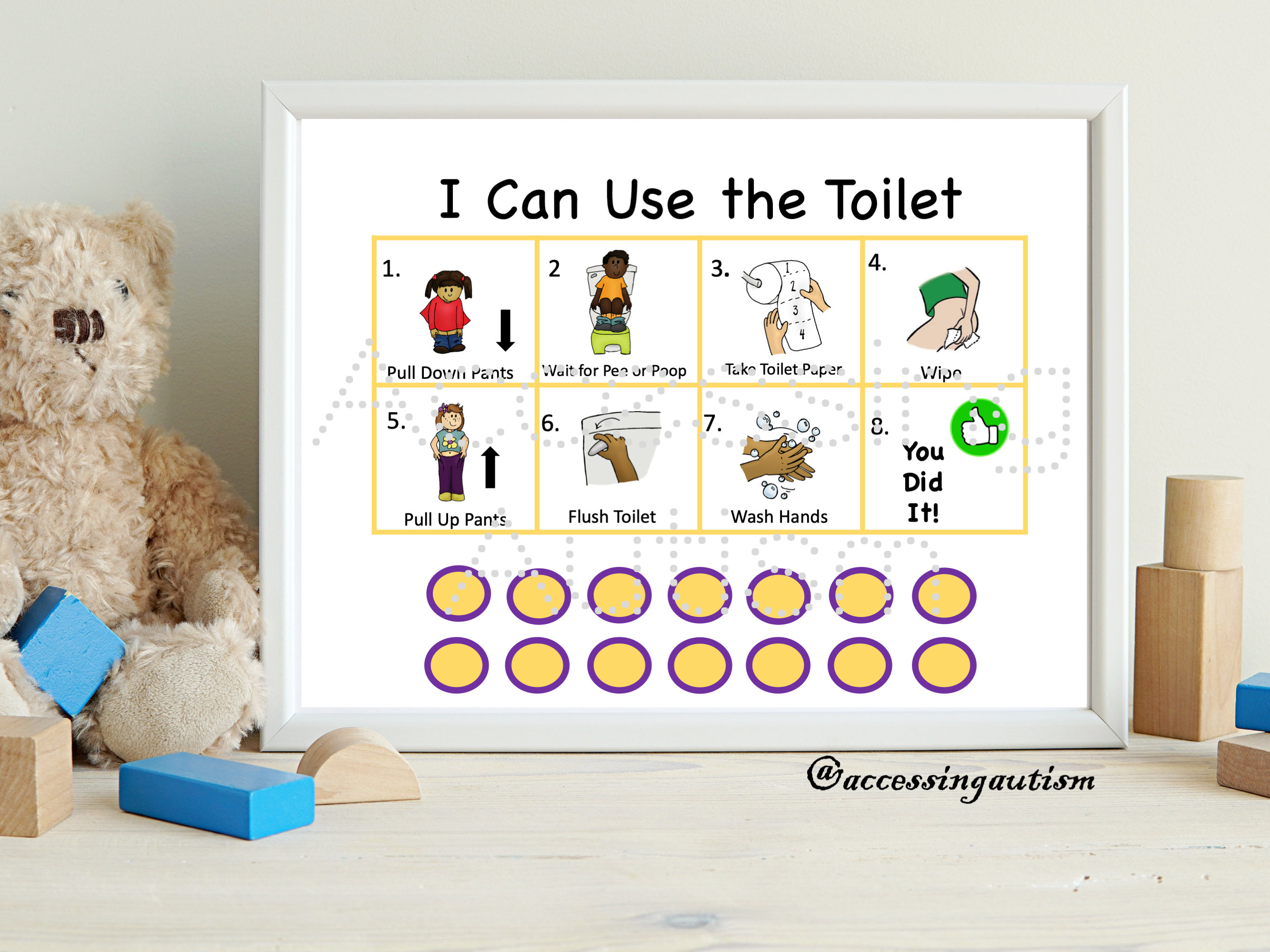 Potty Training Visual Schedule and Reward Chart, Toilet Sequence for ...