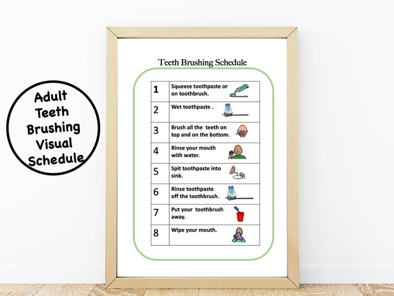 Autism Brushing Teeth Visual Schedule for Adults: Autism and Hygiene ...
