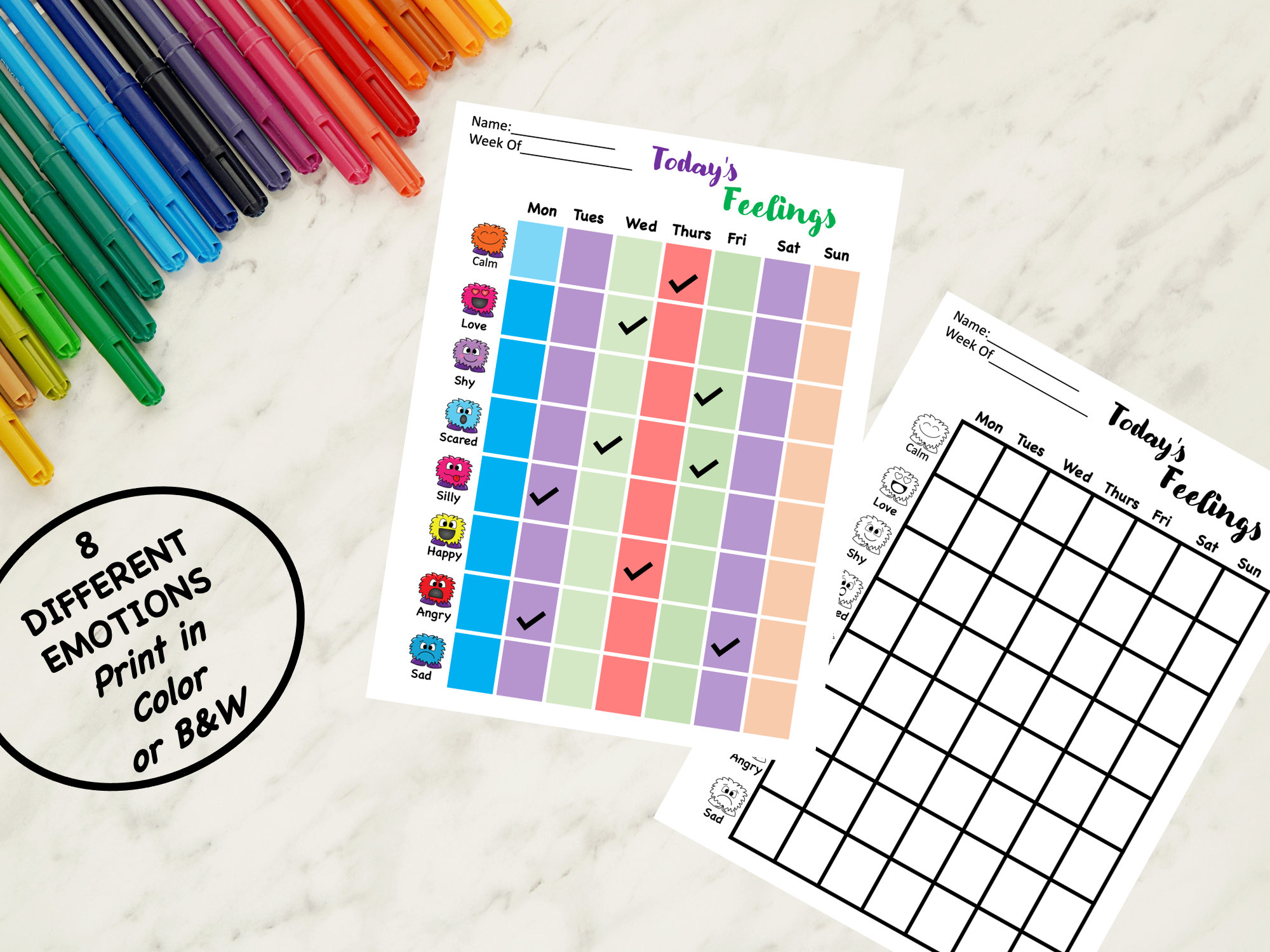 Emotions Log for Kids, Feelings Log for Children,autism Feeling, Autism ...