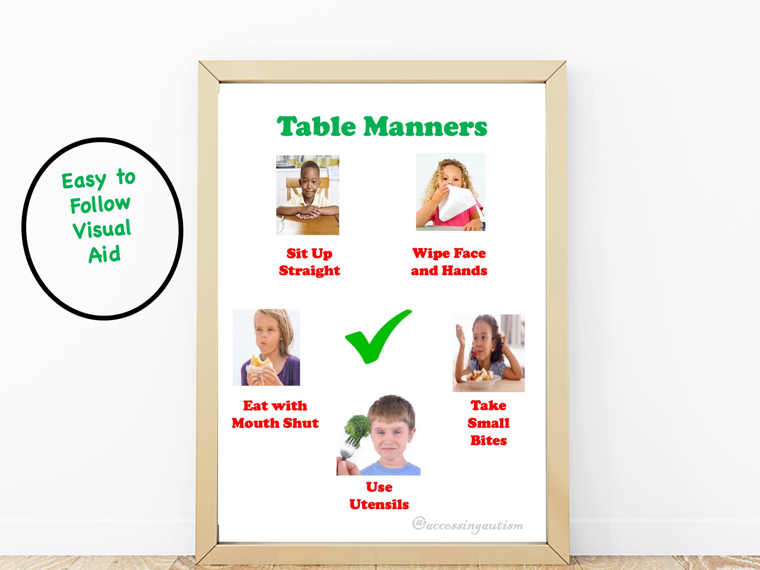 Table Manners Worksheet, Table Manners Social Story, Autism and Table ...
