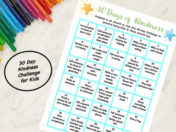 Kindness Challenge for Kids PDF Children's Kindness Log - Etsy