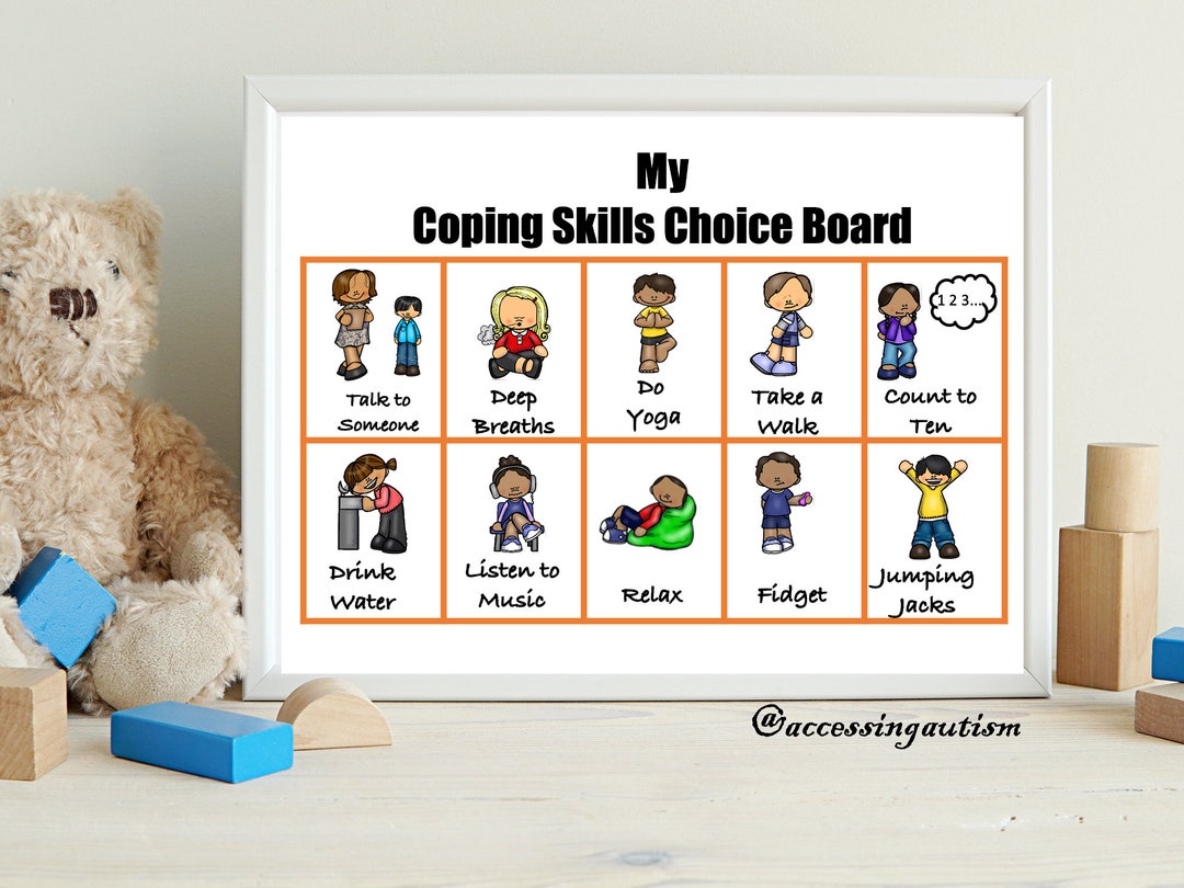 Coping Skills Choice Board and Reward Chart for Kids, Coping Skills ...