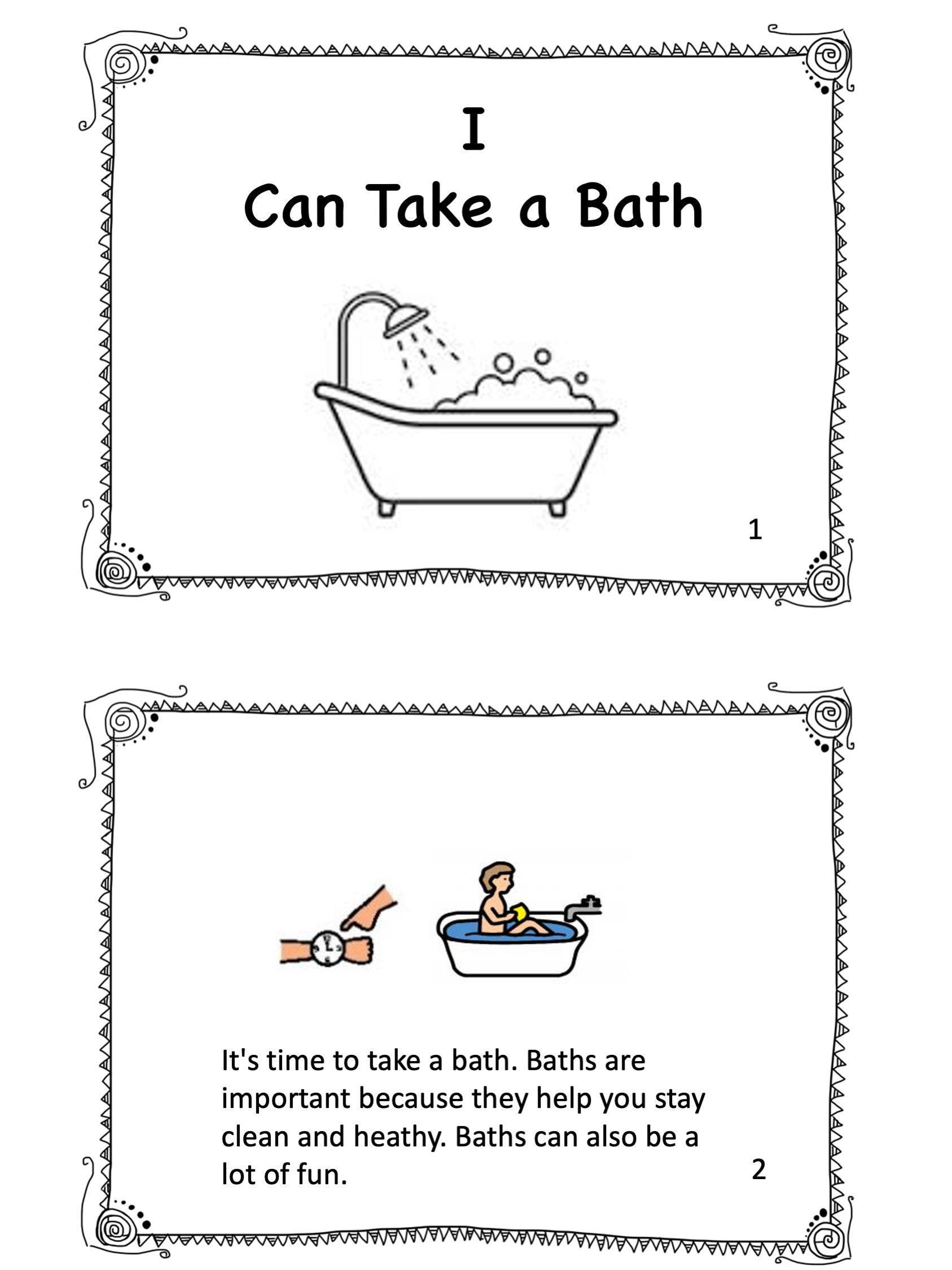 Visual Schedule for Bath Time and Social Story for Taking Baths, Autism ...