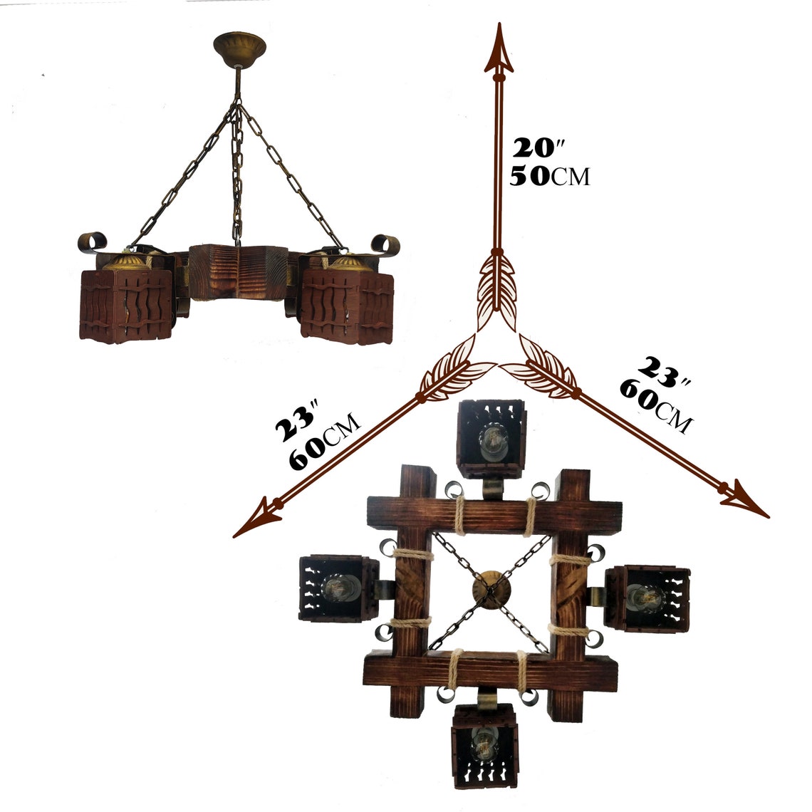 Wooden Chandelier Made of Pine for Living Room, Wooden Pendant Light ...