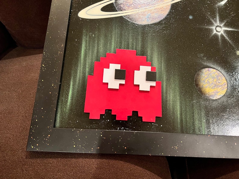 Ghost in Space, Pac-man Ghost blinky, Retro Wall, 80's Arcade Game ...