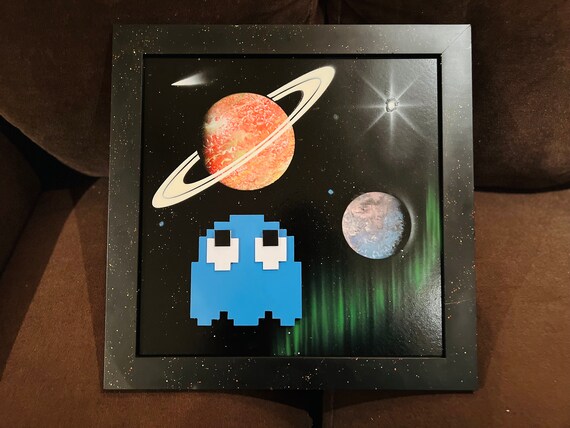 Ghost in Space Pac-man Ghost inky Retro Wall | Etsy