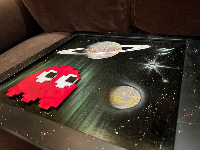 Ghost in Space, Pac-man Ghost blinky, Retro Wall, 80's Arcade Game ...