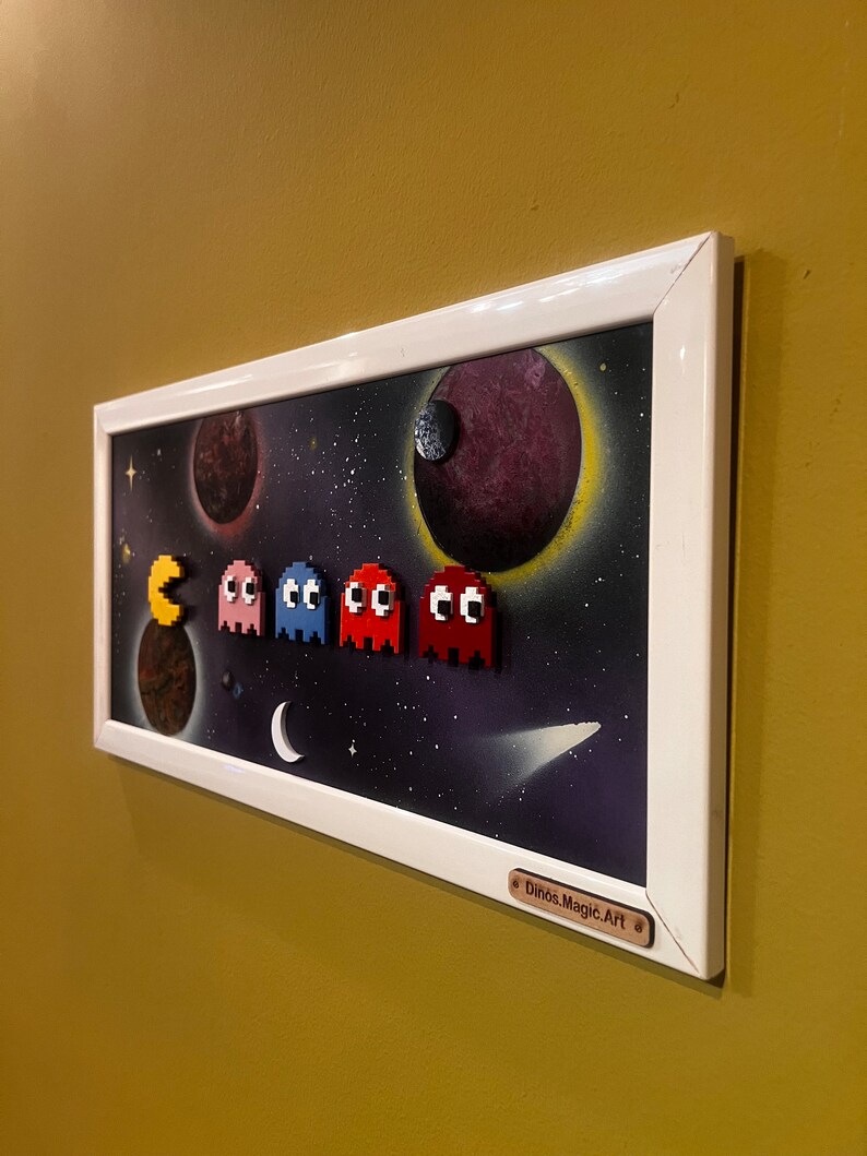 Pacman in Space, Pac-man Ghost Retro Wall, 80's Arcade Game, Atari ...