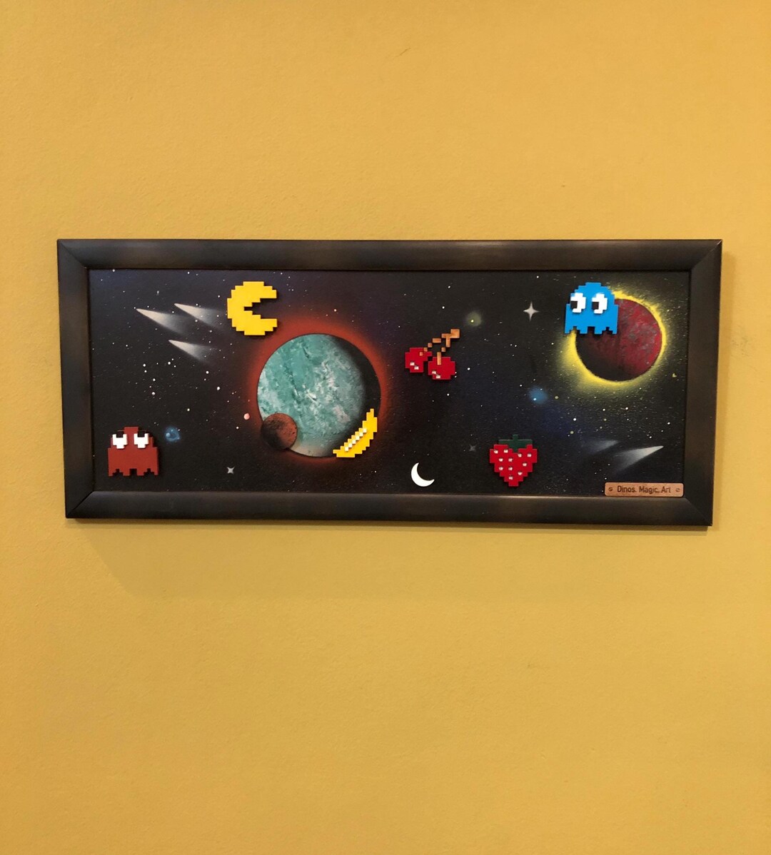 Pacman in Space, Pac-man Ghost Retro Wall, 80's Arcade Game, Atari ...