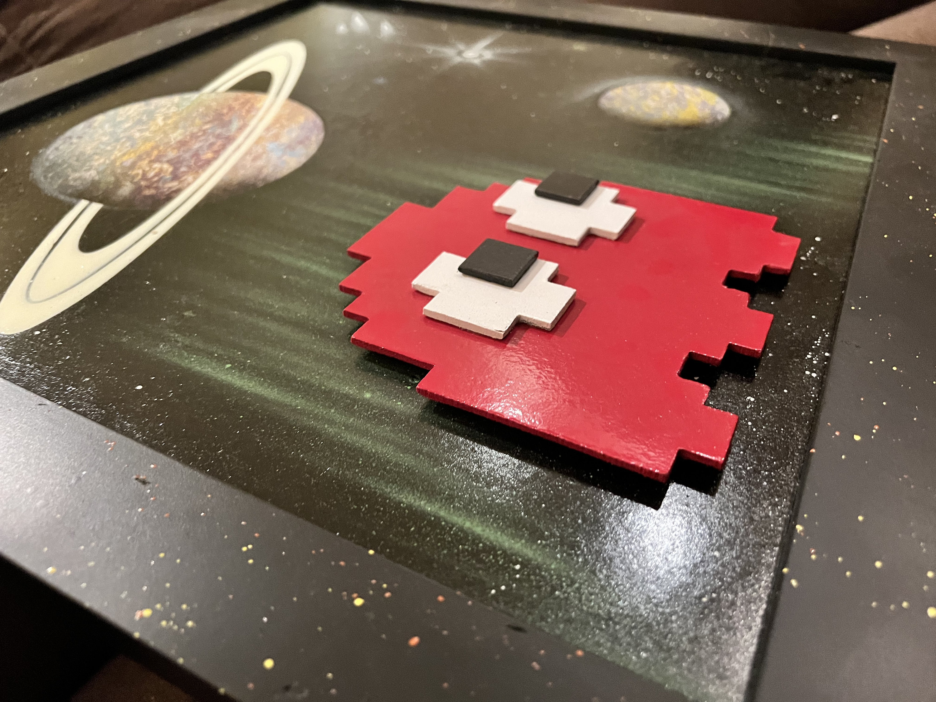 Ghost in Space, Pac-man Ghost blinky, Retro Wall, 80's Arcade Game ...