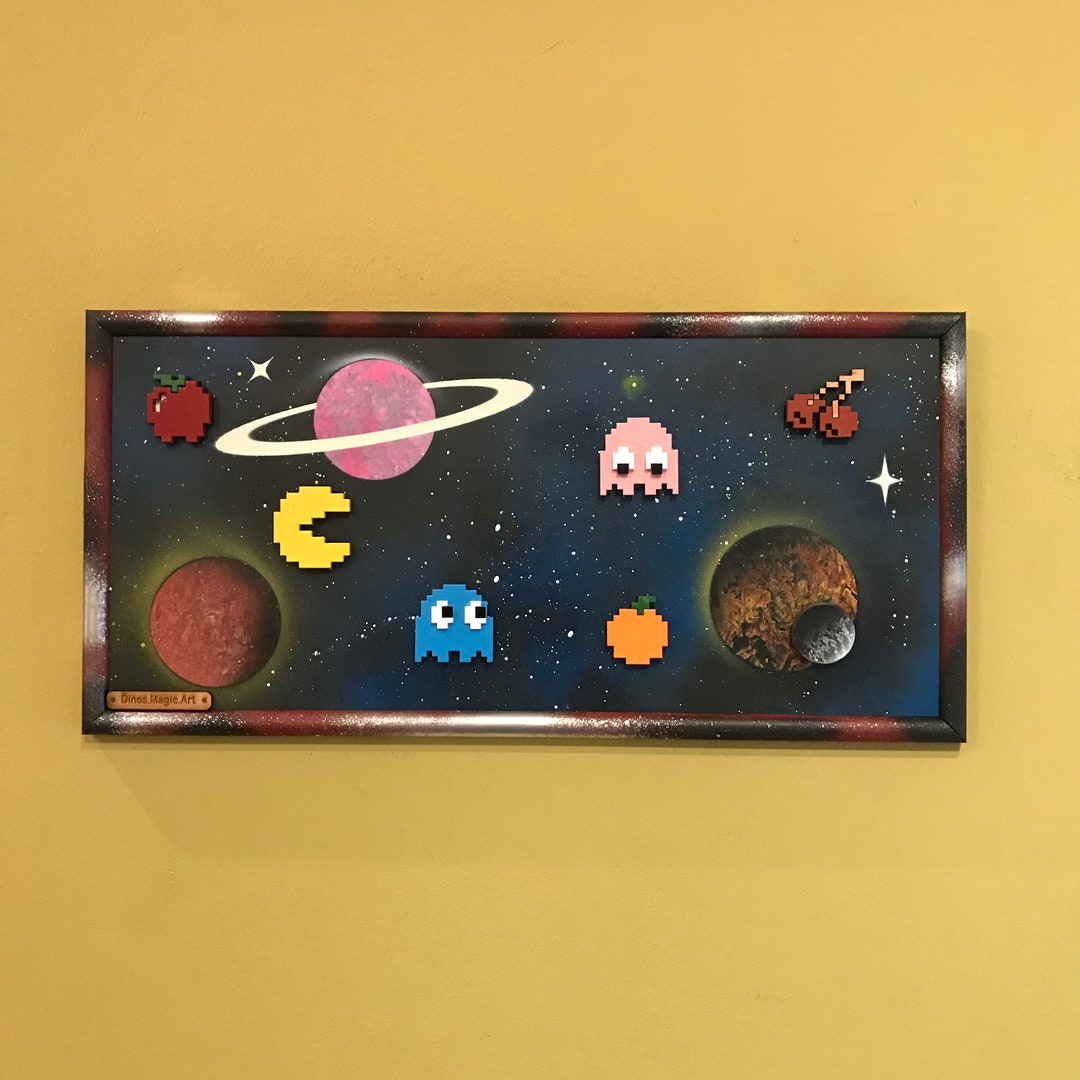 Pacman in Space, Pac-man Ghost Retro Wall, 80's Arcade Game, Atari ...