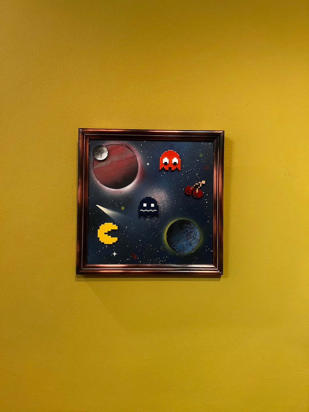 Pacman in Space, Pac-man Ghost Retro Wall, 80's Arcade Game, Atari ...