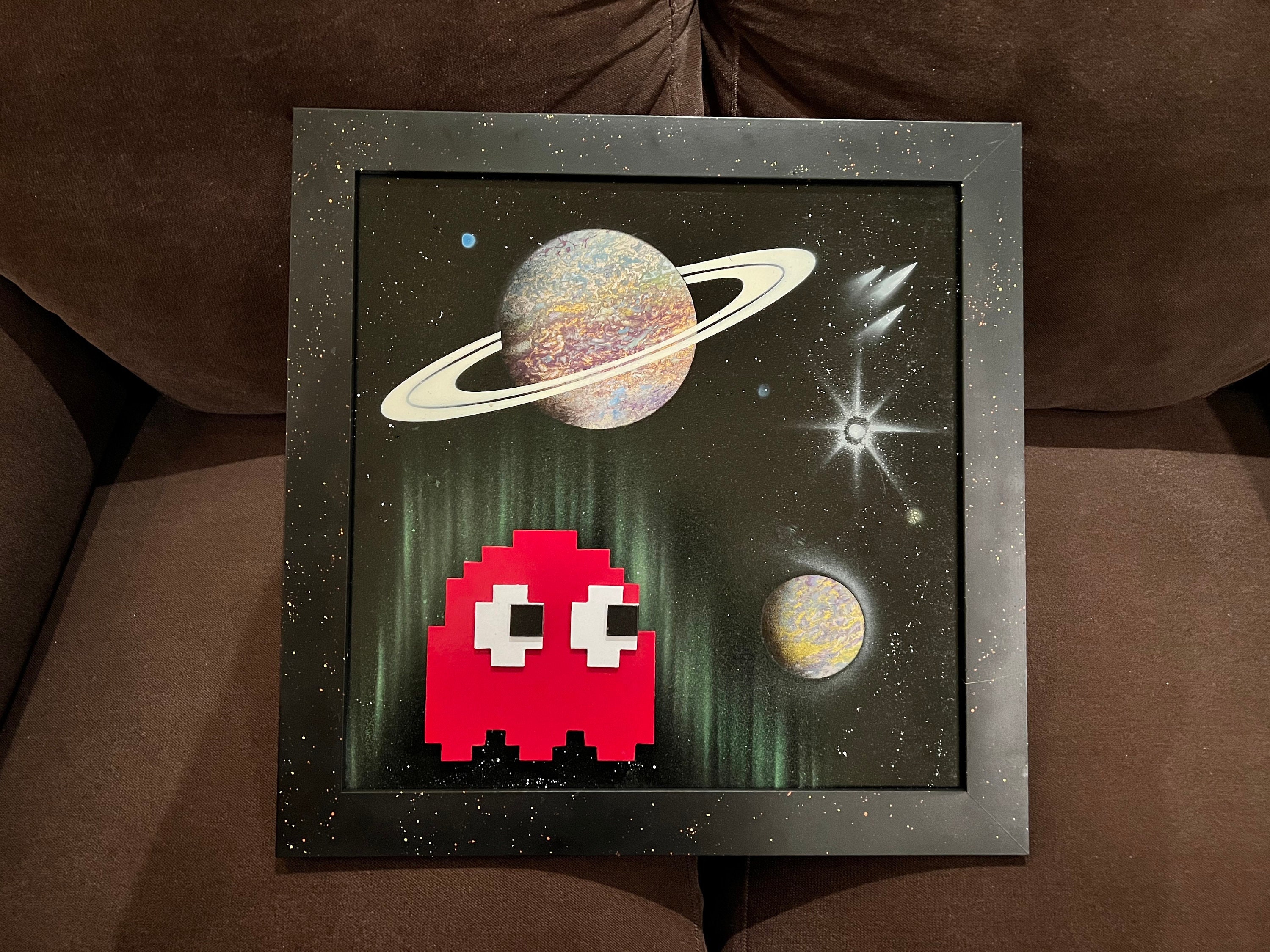 Ghost in Space, Pac-man Ghost blinky, Retro Wall, 80's Arcade Game ...