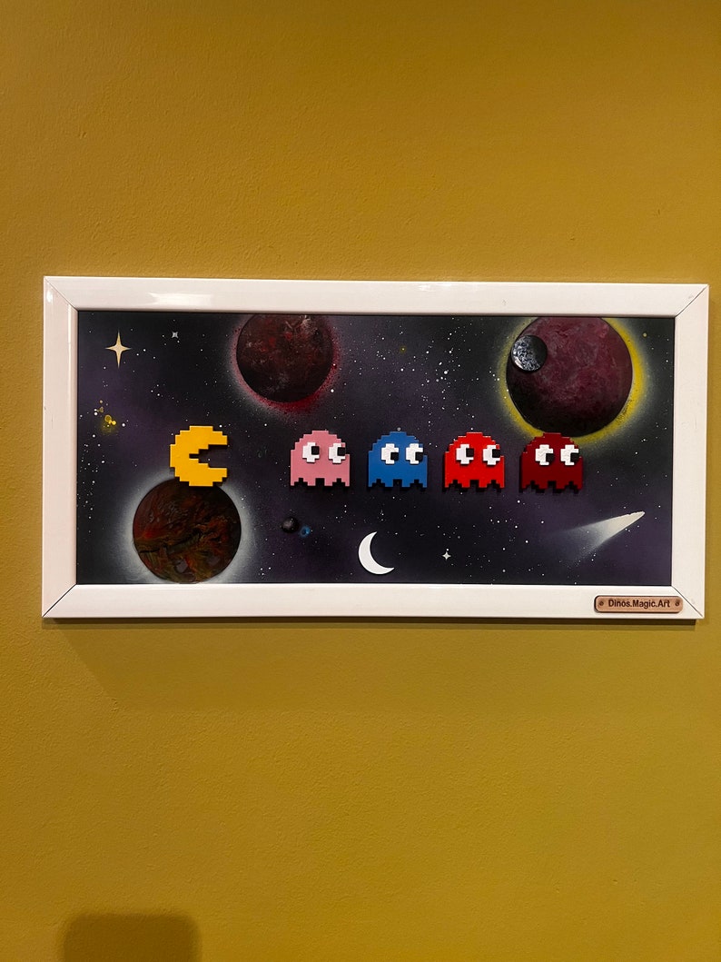 Pacman in Space, Pac-man Ghost Retro Wall, 80's Arcade Game, Atari ...
