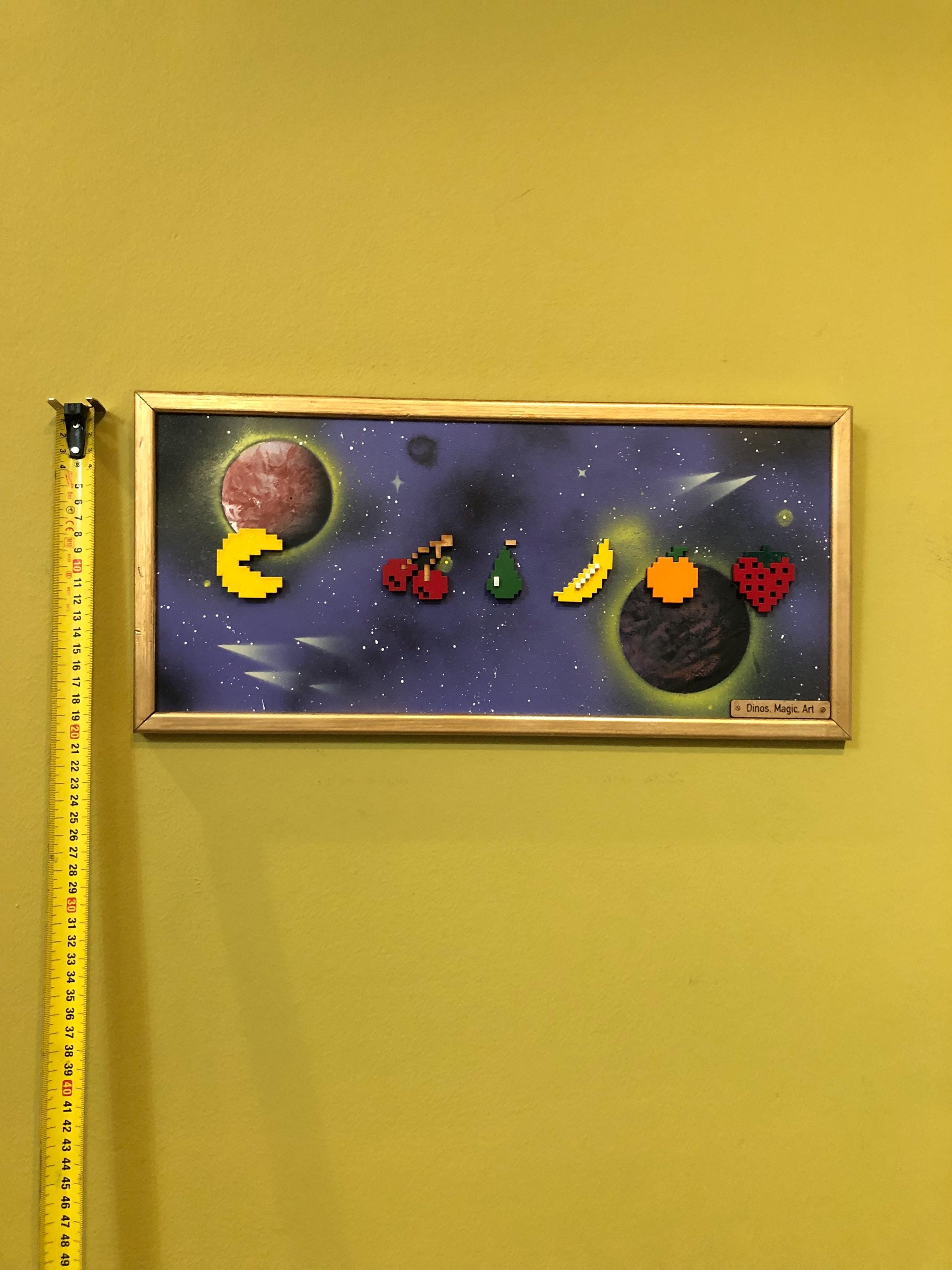 Pacman in Space, Pac-man Ghost Retro Wall, 80's Arcade Game, Atari ...