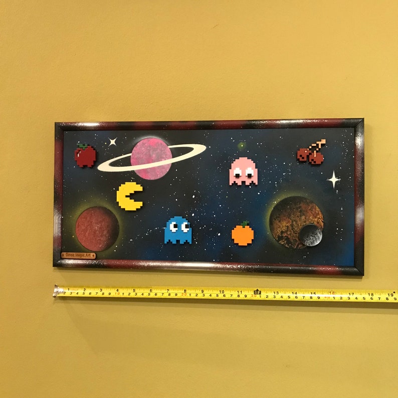 Pacman in Space, Pac-man Ghost Retro Wall, 80's Arcade Game, Atari ...