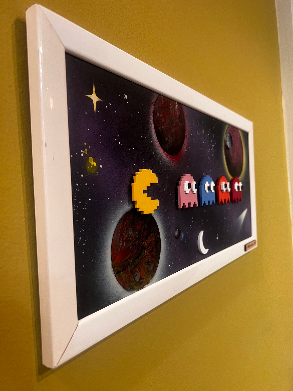 Pacman in Space, Pac-man Ghost Retro Wall, 80's Arcade Game, Atari ...