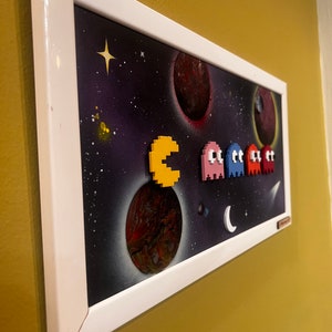 Pacman in Space, Pac-man Ghost Retro Wall, 80's Arcade Game, Atari ...