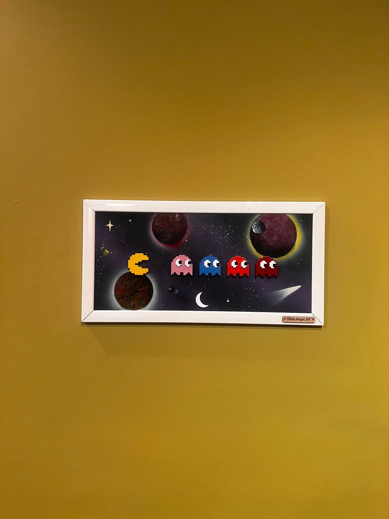Pacman in Space, Pac-man Ghost Retro Wall, 80's Arcade Game, Atari ...