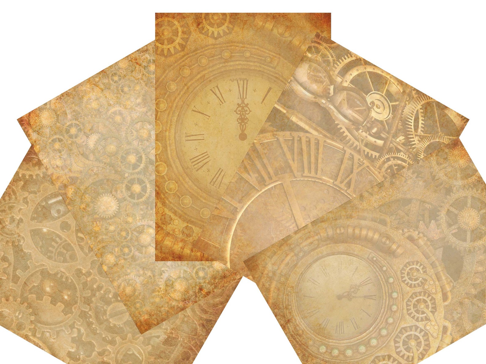 Steampunk Digital Paper and Envelopes, Printable Old Time Writing Pack ...