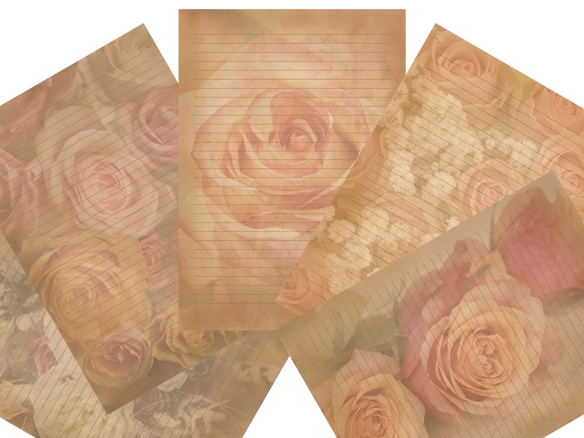 Vintage Rose Paper and Envelopes, Retro Writing Sheets and Mailers, Old ...