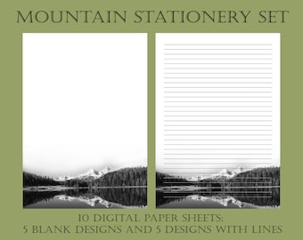 Mountain Stationery Set Digital and Printable Pack | Etsy