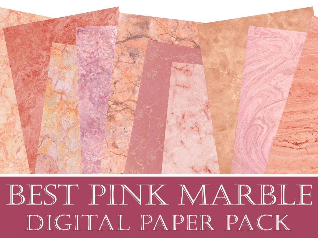 Pink Marble Paper Pack: 10 Digital Collage A4 Sheets, Printable Paper ...