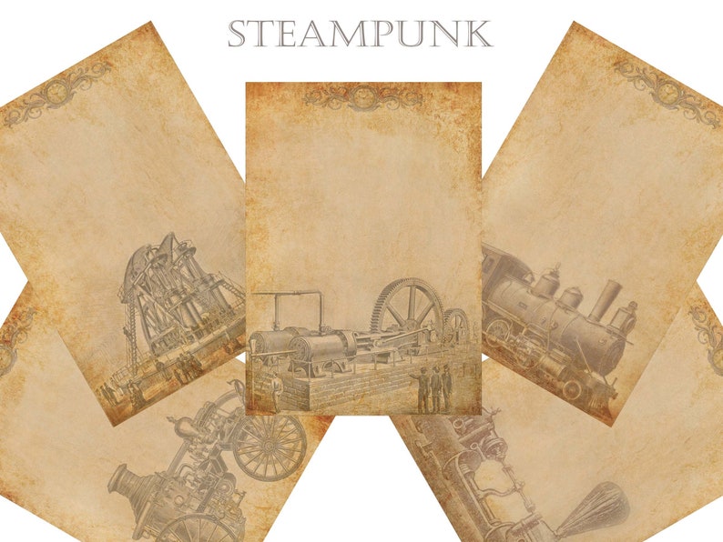 Steampunk Writing Paper Sheets and Envelopes, Blank Pages and With ...