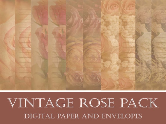 Vintage Rose Paper and Envelopes Retro Writing Sheets and | Etsy