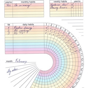 Printable Circle Habit Tracker With Rainbow Colours: Daily, Weekly and ...