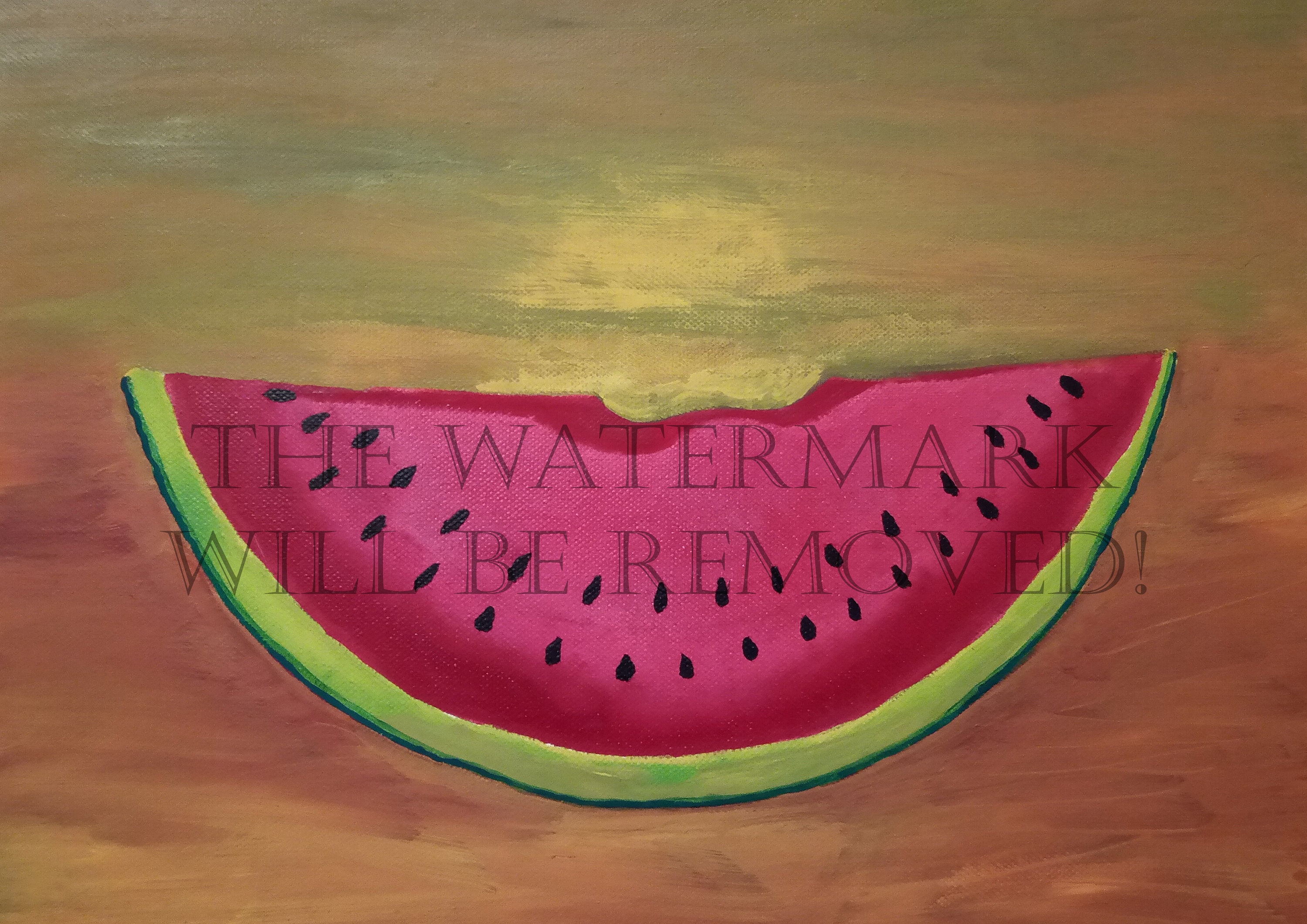 Watermelon Painting, Kitchen and Dining Room Decor, Fruit Sunset Mirage ...