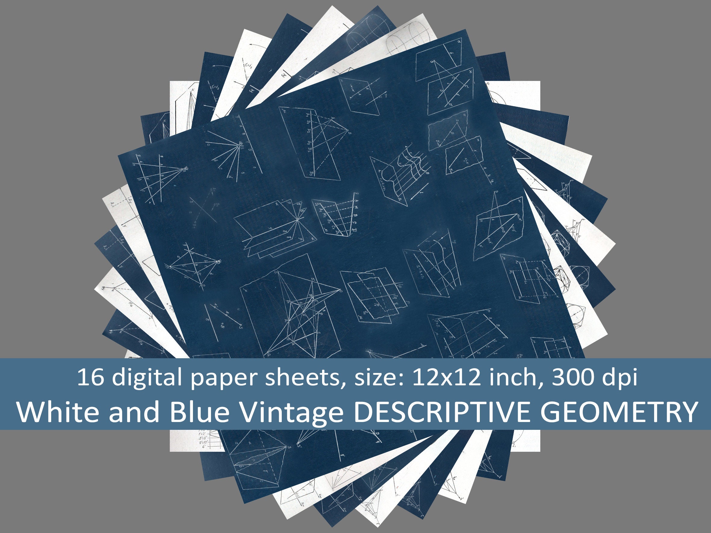 Descriptive Geometry Digital Paper Sheets, Printable Blueprints for ...