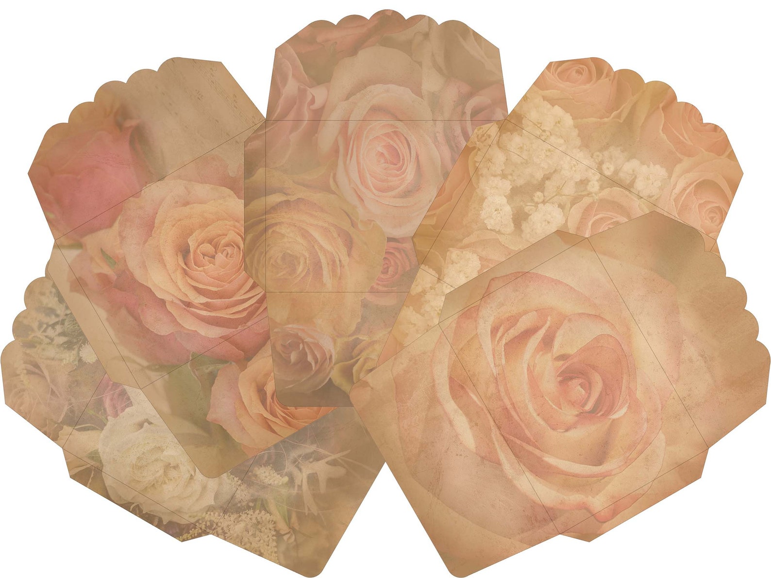 Vintage Rose Paper and Envelopes, Retro Writing Sheets and Mailers, Old ...