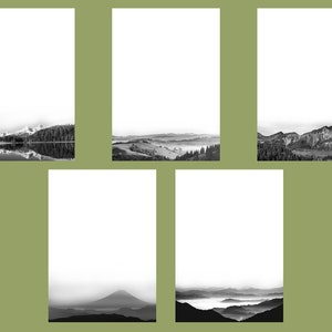 Mountain Stationery Set, Monochrome Digital and Printable Pack, Black ...